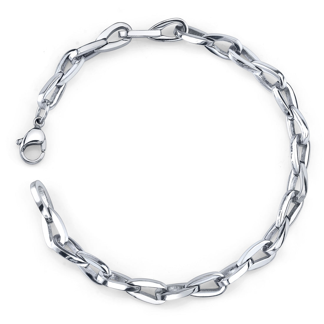 Stainless Steel Custom Interlocking Teardrop Link Chain Bracelet ...